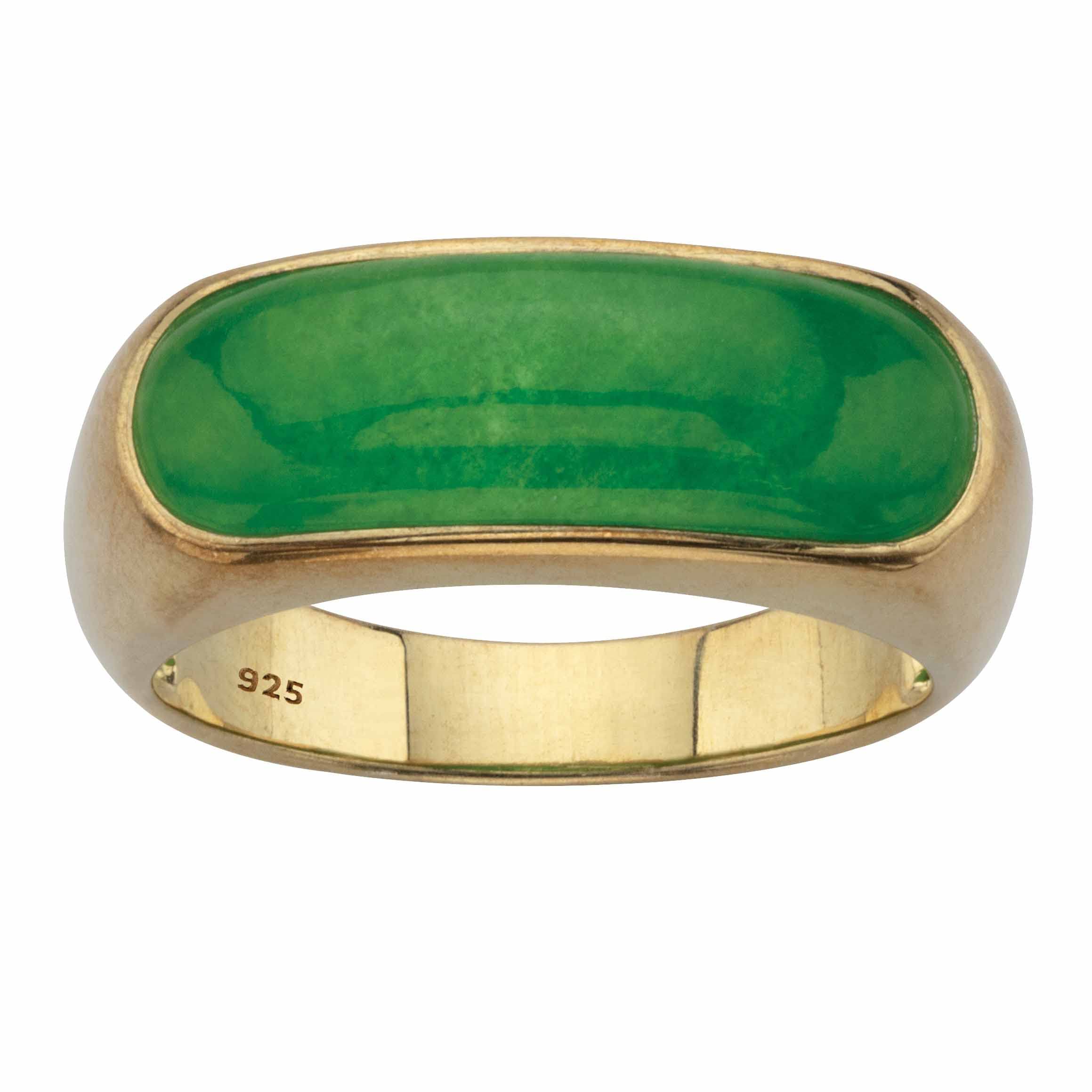 PalmBeach Jewelry Yellow Gold-plated Sterling Silver Genuine Green Jade Ring Sizes 6-10 Size 9