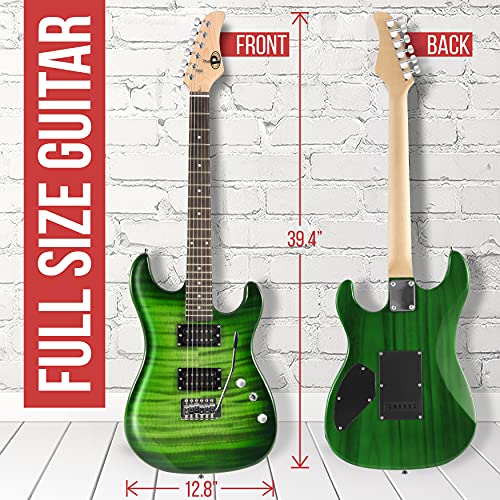 Pyle Electric Guitar Kit with Amp, Full Size Instrument with Humbucker Pickups, Guitarra Electrica Amplifier and Beginner Bundle Accessories, 39" Legacy Green