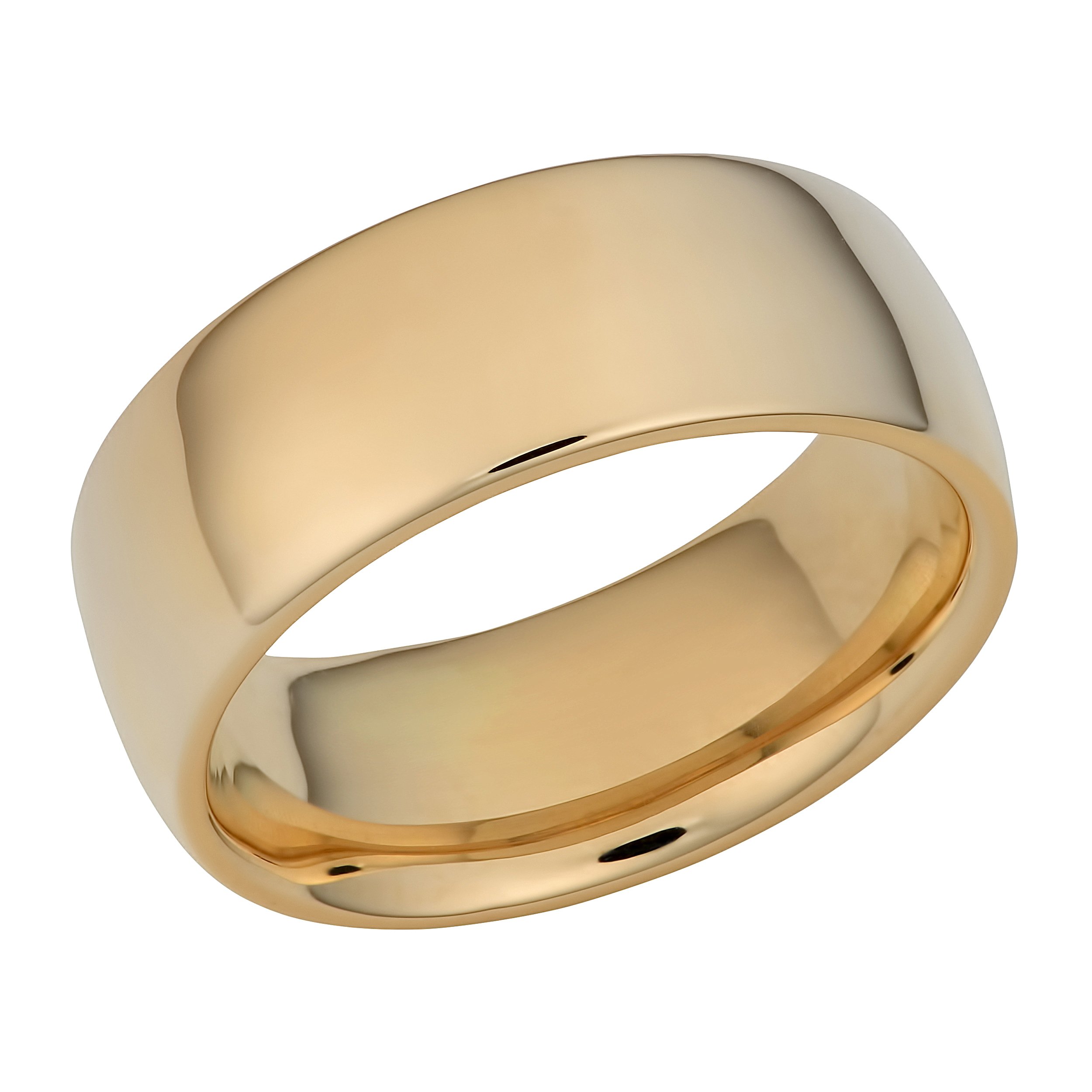 Kooljewelry 14k Yellow Gold 8 mm Comfort Fit Hollow Wedding Band (Size 10)