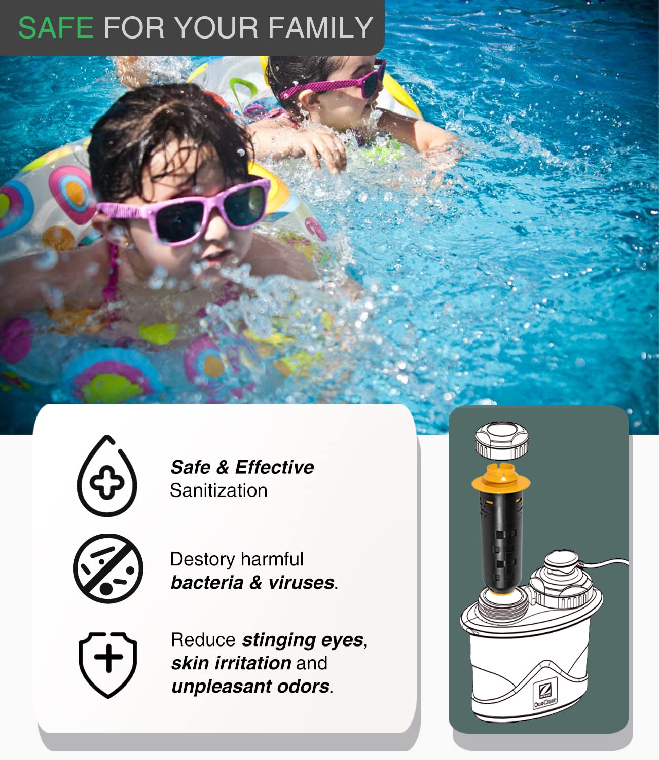 Replacement for Nature2 Duoclear 25 Mineral Cartridge W28000 for All Zodiac DuoClear Fusion Soft Vision Pro Above Ground Ingroud Pool Sanitizers, for up to 35,000 Gallons Pool, W26000, 50001800