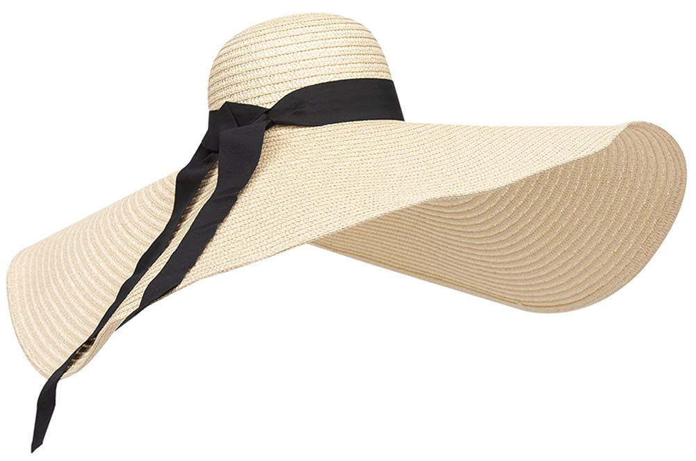 Molodo Sun Hat for Women, Women's Wide Brim Sun Hat Summer Beach Sun Hat UV Sun Protection Packable Reversible Bucket Hat, black