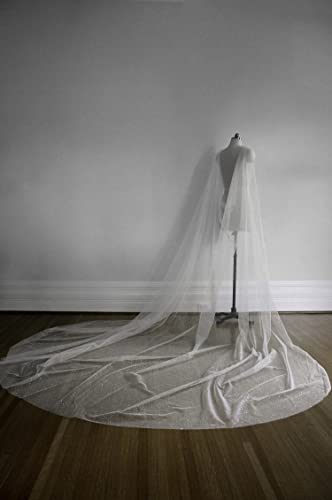 Sparkling Bridal Shawl Glitter Capes Veil for Weding Dress Robe Cape Shawls Wings Veil Bling Bling Champagne Veil (Ivory)