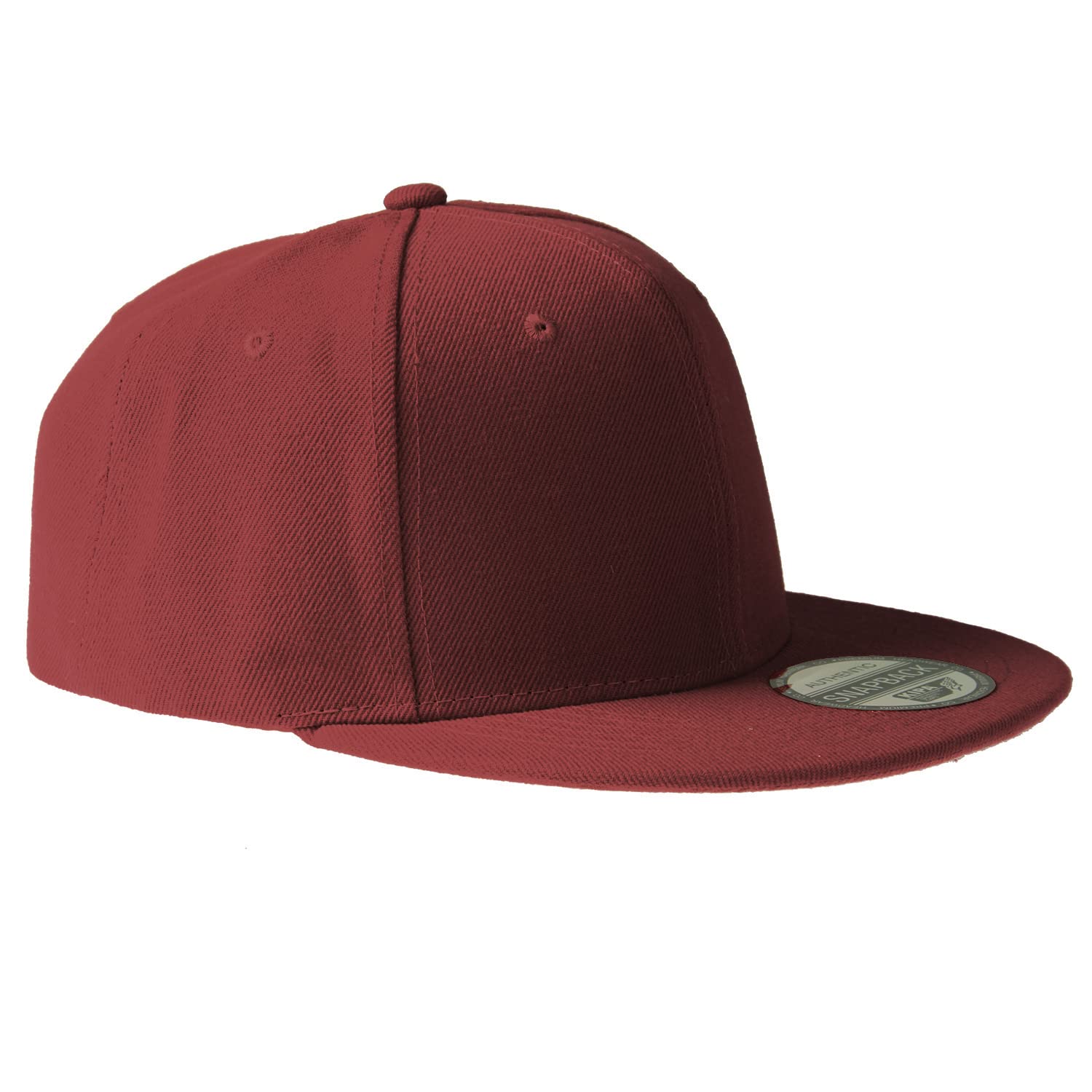 PLAIN GEAR Classic Flat Bill Hats for Men & Women Snapback Brim Hat - Blank Snap Back Solid Color with Snap Closure (Black)