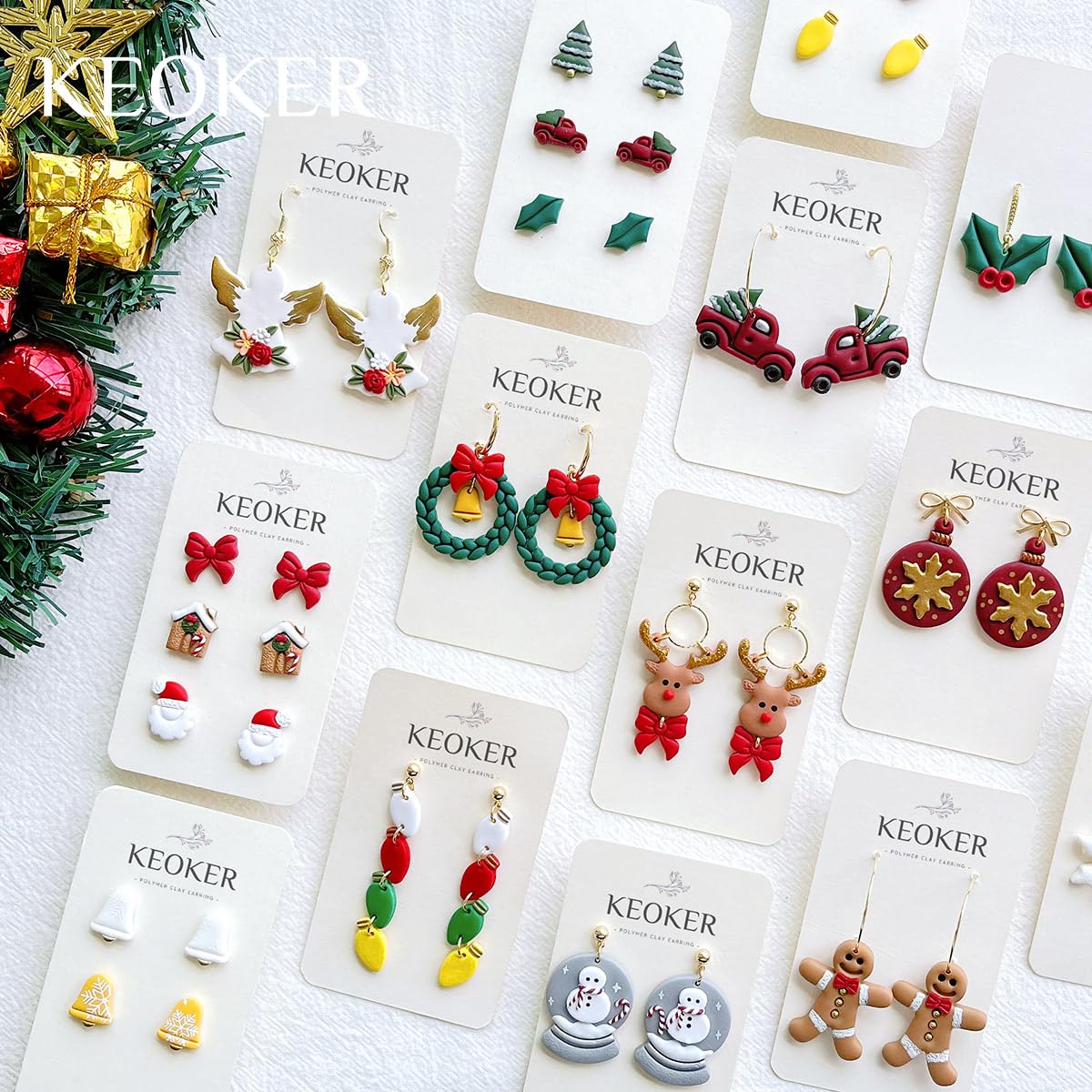 Keoker Christmas Clay Cutters, 31 PCS Christmas Polymer Clay Cutters for Earrings Making, 31 Shapes Mini Christmas Clay Earrings Cutters (ALL 2)