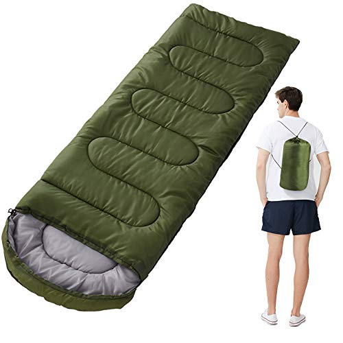 Sleeping Bag - 3 Season Warm & Cool Weather Summer, Spring, Fall, Lightweight, Waterproof for Adults Kids Camping Gear Equipment, Traveling, Outdoors Ultralight Backpacking Hiking Compact (ArmyGreen)