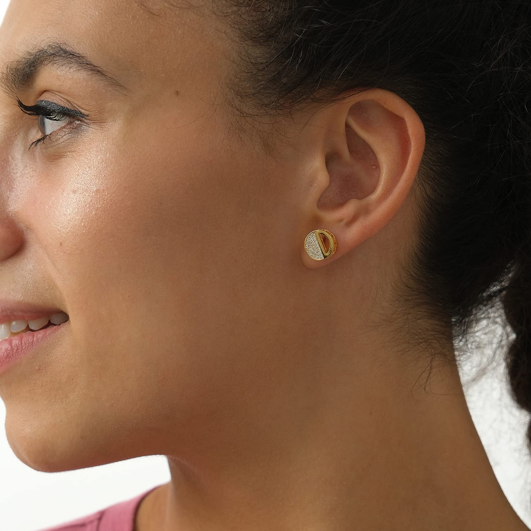 MOROTOLE 18K Gold and Silver Plated Earring Iced out Hypoallergenic Tiny Round with Screw Back and Post Cubic Zirconia Stud Earrings