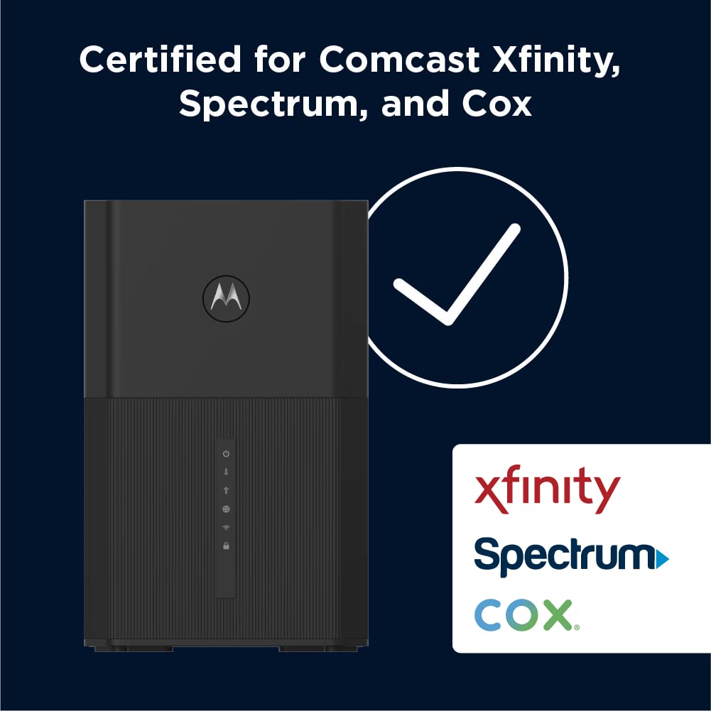 Motorola MG8725 WiFi 6 Router + Multi-Gig Cable Modem | 2-in-1 Device | Approved for Comcast Xfinity, Cox, Spectrum| Up to 6000 Mbps | DOCSIS 3.1 | AX6000 | [Not compatible with Xfinity 5G internet]