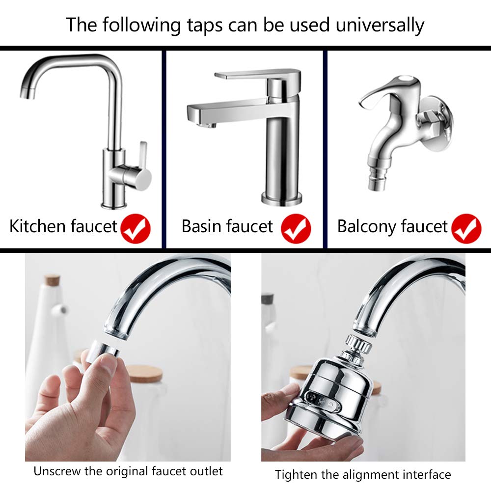 Lgsixe Faucet Water Filter,3 Modes Position Adjustable Sink Faucet Water Filter,Home Faucet Booster Booster Shower and Water Saving Faucet for Kitchen