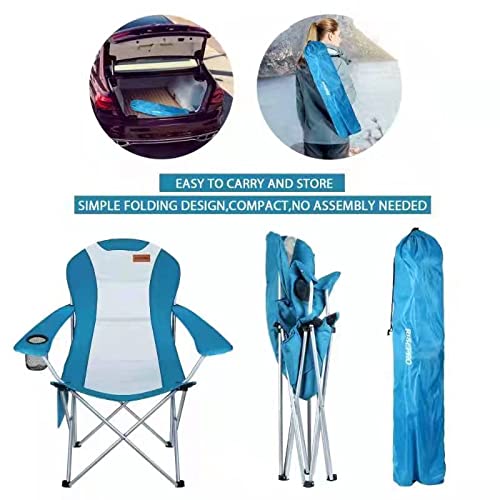 RISEPRO Oversized Camping Folding Chair Heavy Duty Support 265 LBS Heavy Duty Steel Frame Arm Chair with Cup Holder Fully Padded Back Chair Portable for Outdoor DC
