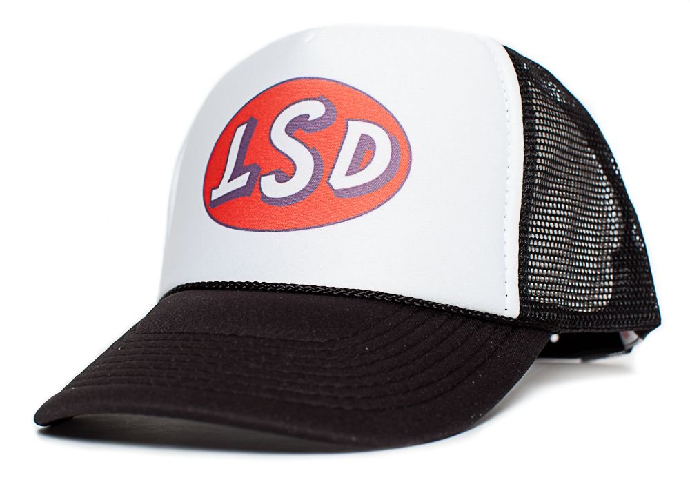 LSD Funny Vintage 60's Stoner Cap Hat Unisex-Adult Trucker -One-Size Multi (Black/White)