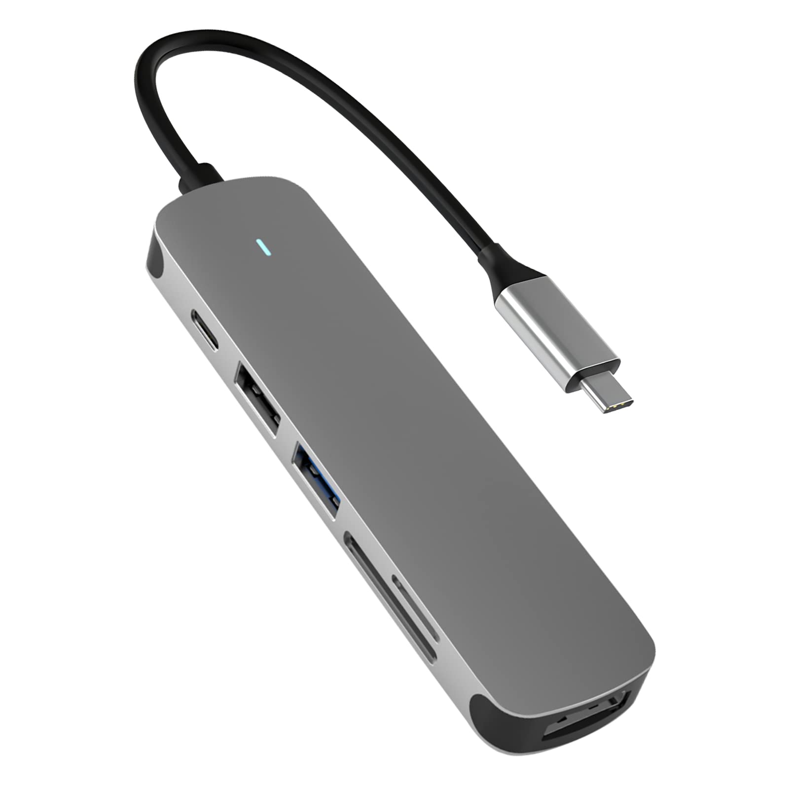 USB C HUB, Docking Station 6 in 1 with USB 3.0 Port, USB-C Port/PD, 4K HDMI and SD/TF Card Reader, USB C Adapter Compatible with MacBook Pro/Air Laptops and Other Type-C Devices