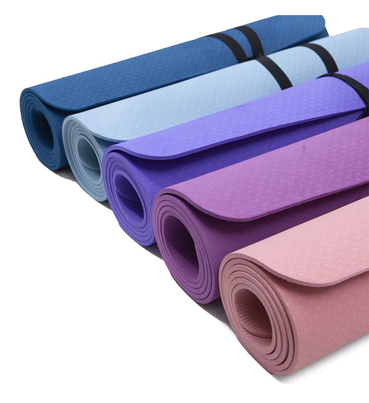 StudioAqua Yoga Mat Fitness and Exercise Non Slip with Carrying Strap for Home Flooring Workouts, Pilates, Zumba, Stretching, Eco Friendly(Blue)
