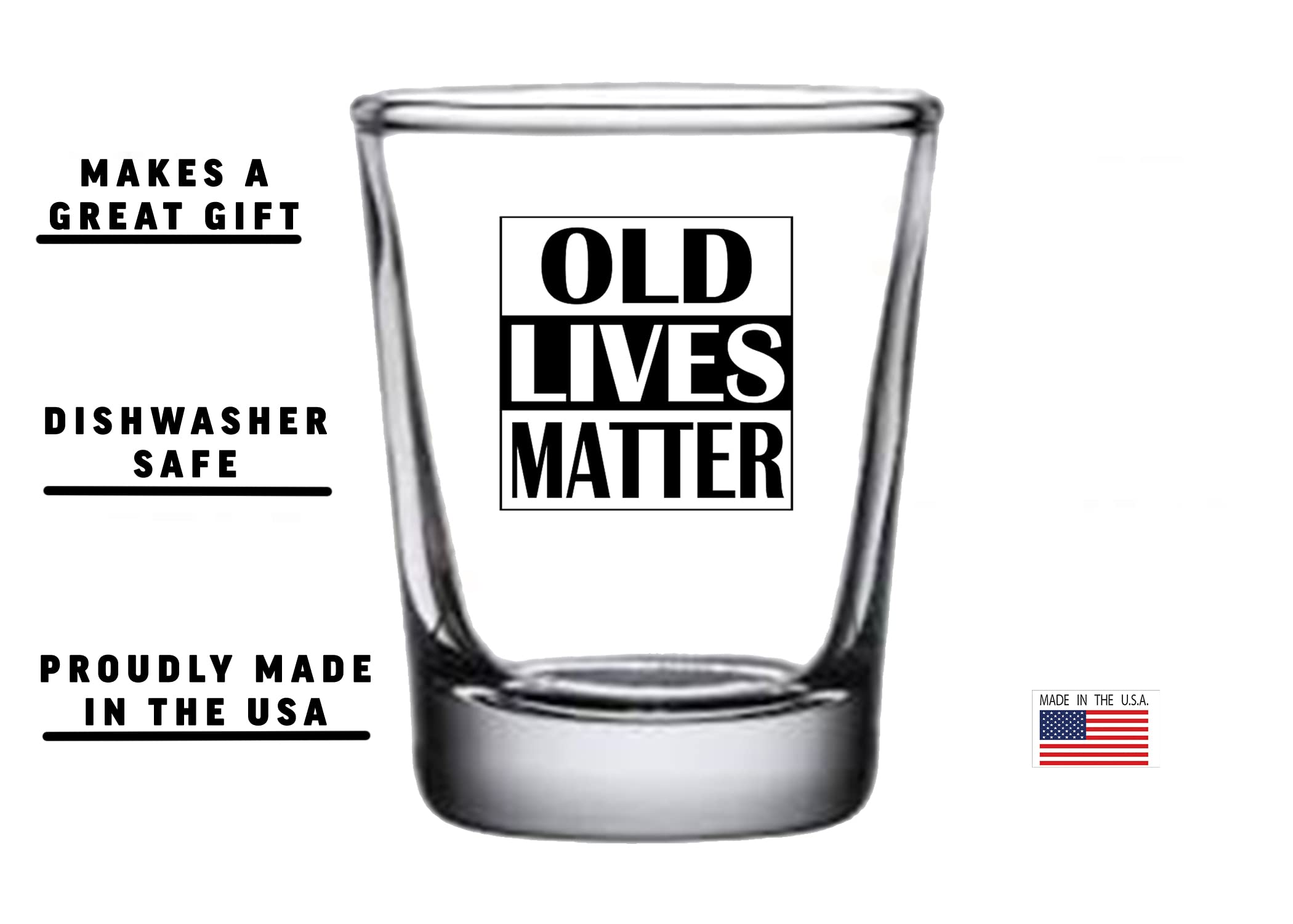 Rogue River Tactical Funny Old Lives Matter Joke Fashioned Whiskey And Shot Glass Bundle Drinking Cup Gag Gift Set For Him Her Men Dad Mom Grandpa Birthday or Retirement Combo Gift Set