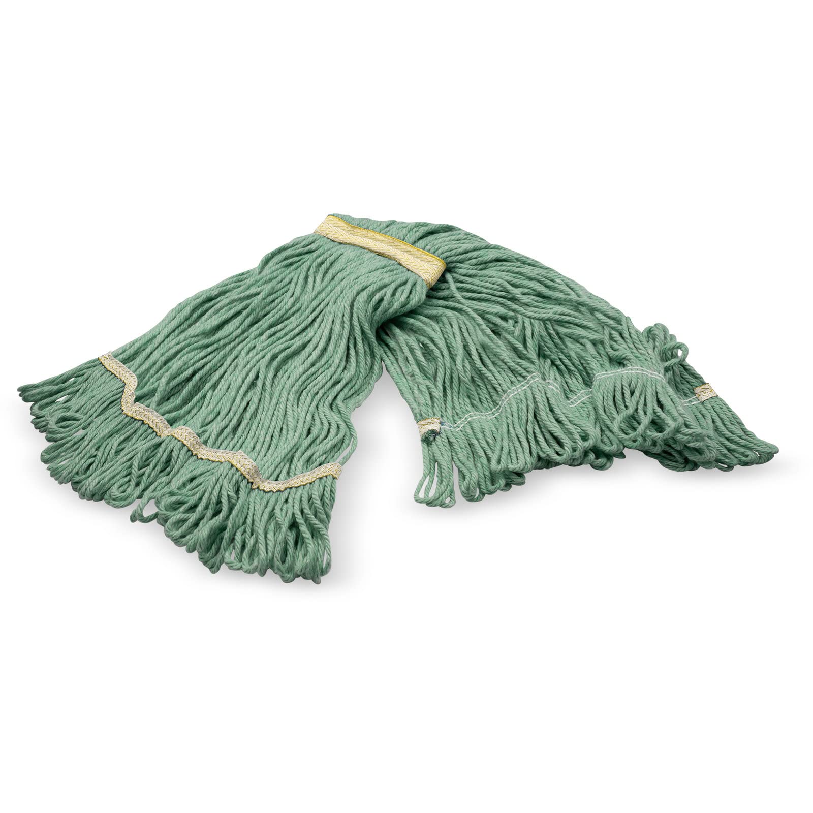 SPARTA Flo-Pac Acrylic Mop Head, Loop-Ended, Narrow Band with 1" Yellow Band for Organized Cleaning, Small, Green