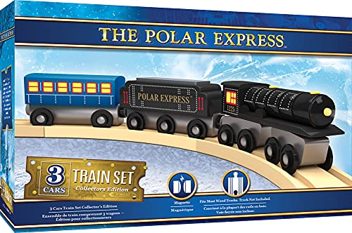 MasterPieces Wood Train Sets - The Polar Express 3 Piece Train Set - Officially Licensed Toddler & Kids Toy