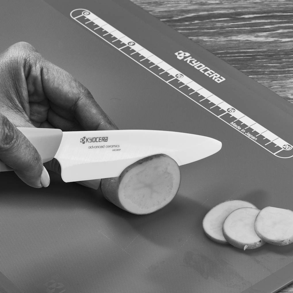 Kyocera Advanced Ceramic Revolution Series 4.5-inch Utility Knife, Yellow Handle, White Blade