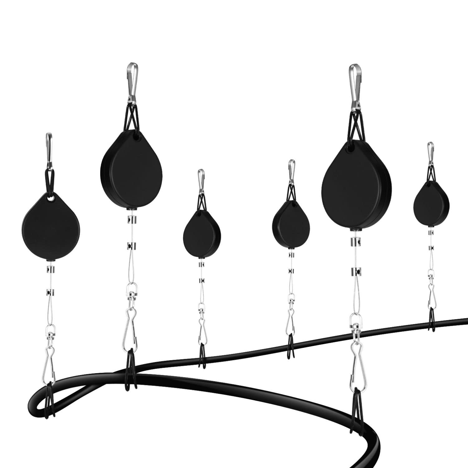 TNP VR Cable Management Retractable Cord Ceiling Cable Management VR Pulley System 6 Pack Black for HMD Link Cable Oculus Meta Quest 2 / Rift S/PSVR/Valve Index/HTC Vive/HP Suspension