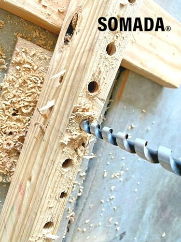 SOMADA 3/4-Inch x 12-Inch Auger Drill Bit for Wood, Hex Shank 3/8-Inch, Ship Auger Long Drill Bit for Soft and Hard Wood, Plastic, Drywall and Composite Materials
