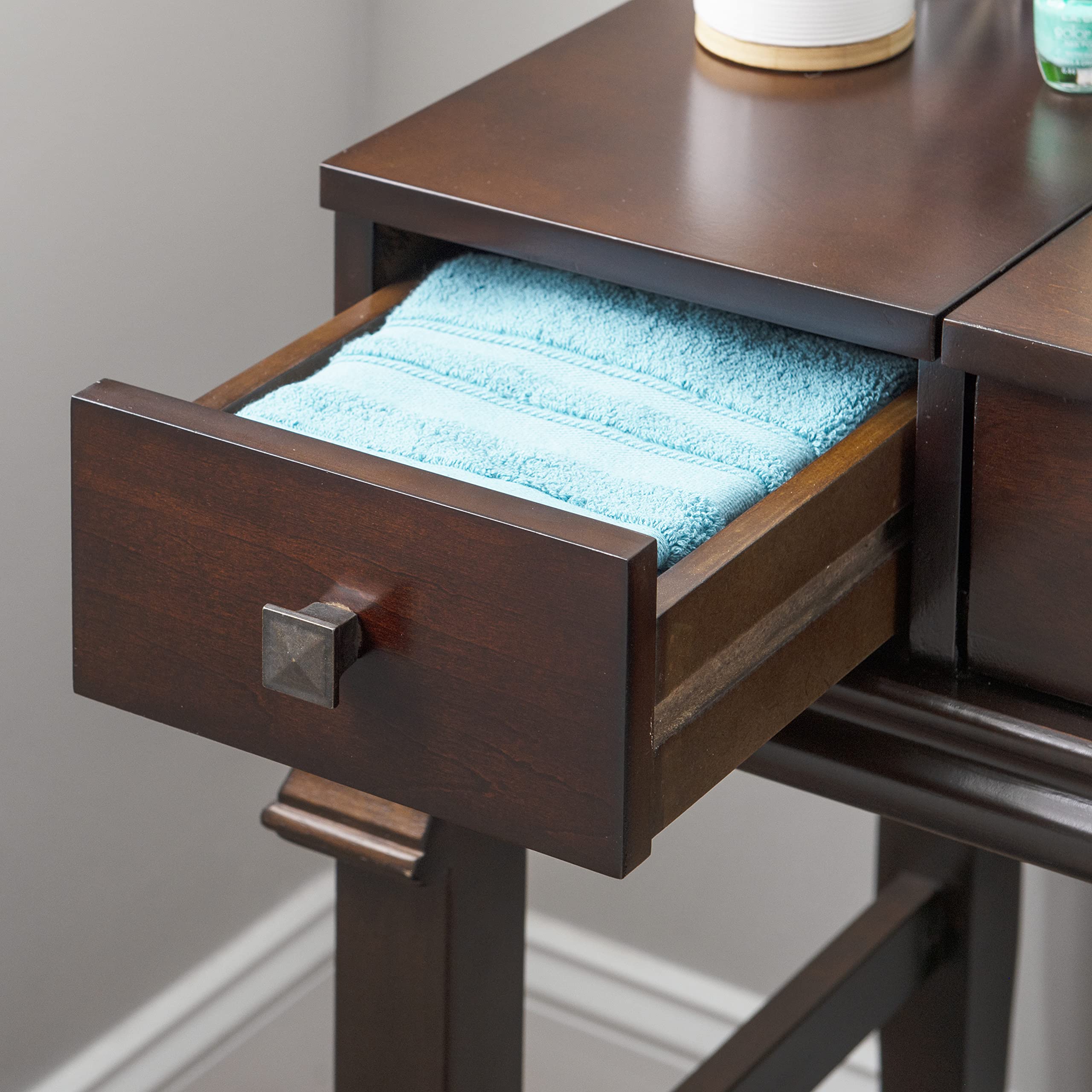 Linon Angela Walnut Vanity Set,30" x 36" x 18"