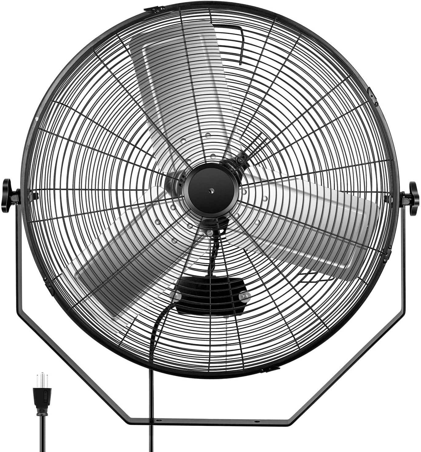 Simple Deluxe 24 Inch Industrial Wall Mount Fan, 3 Speed Commercial Ventilation Metal Fan, Black