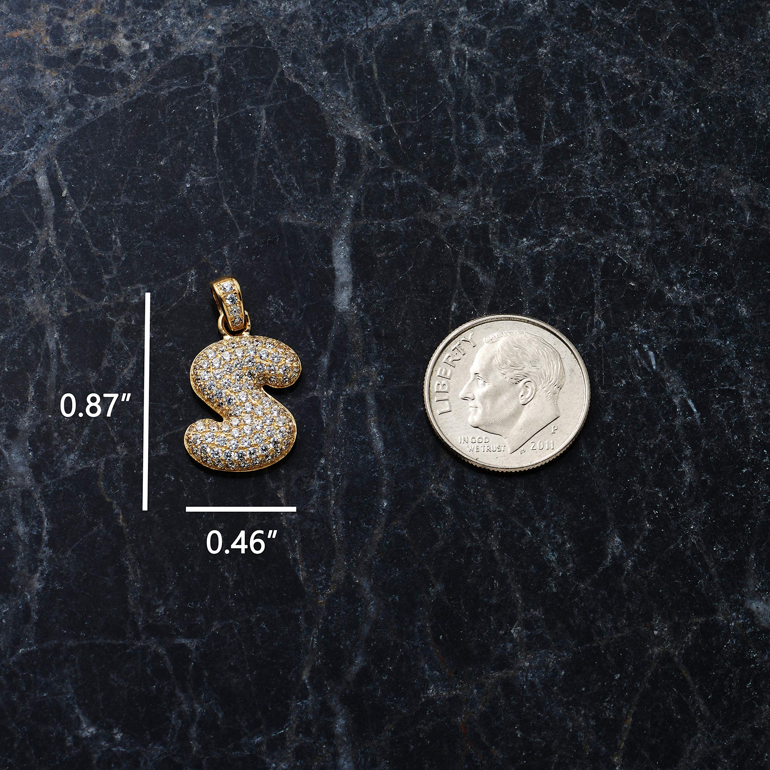 LoveBling 10k Yellow Gold Alphabet Initial Bubble Letter Charm Pendant (J; 0.87" x 0.46")