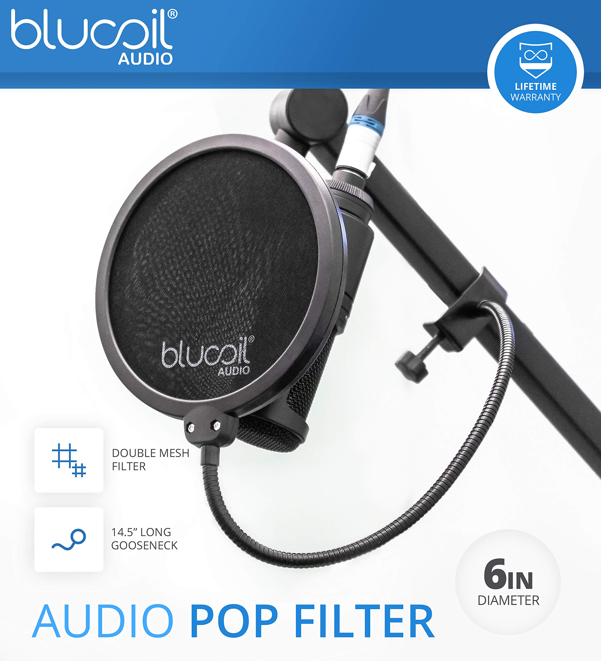 MXL 990 Blaze Cardioid Condenser Microphone Bundle with Blucoil 20' XLR Cable, Pop Filter, Adjustable Mic Stand, and 4-Pack of 12 Acoustic Wedges