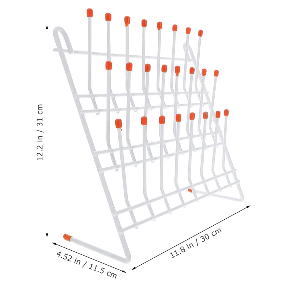 Viupolsor Lab Drying Rack 24 Pegs Lab Glassware Rack Wire Glassware Drying Rack Wall Mount/Freestanding Lab Glass Drying Rack