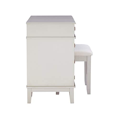 Linon Eva Wood and Mirrored Vanity Set in Silver
