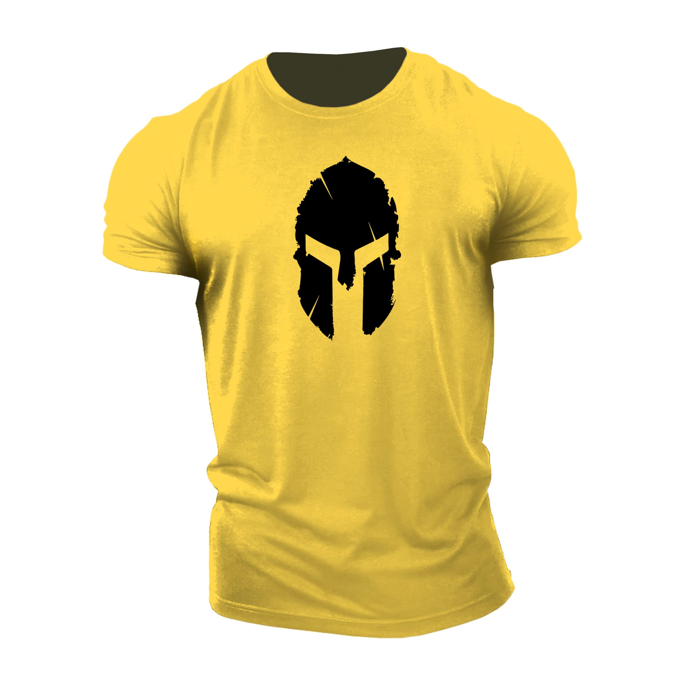 ReedCA Spartan Helmet - Mens Bodybuilding T-Shirt - Gym Training Top(Yellow,S)