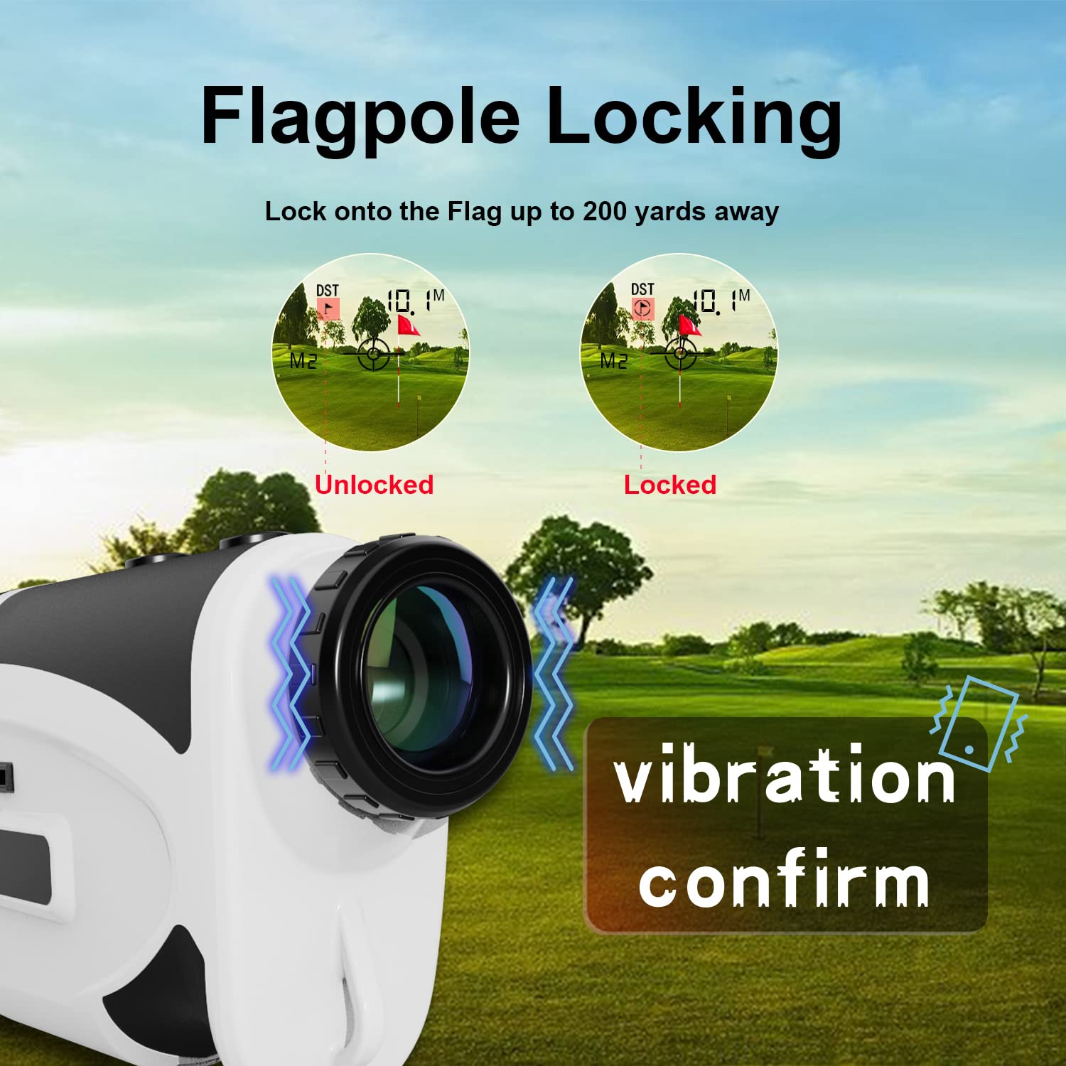 Range Finder, Fyobyye Golf Rangefinder with Slope Switch, High Precision Range Finder Golfing with Flag Pole Locking Vibration, 6X Magnification Golf Distance Rangefinder Golf Gifts for Men