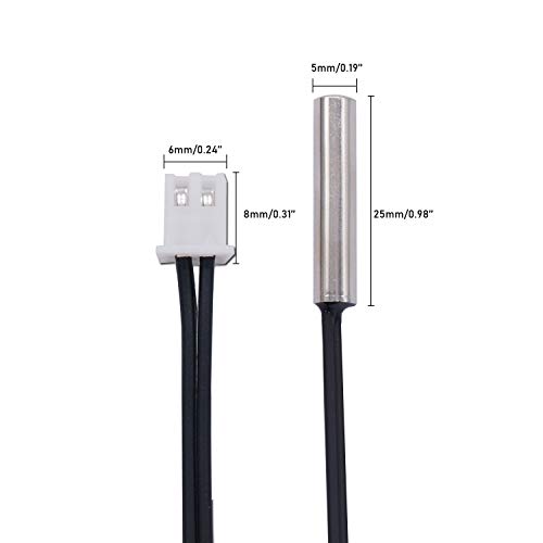 TWTADE 2 Pcs 3M 10K B3950 Thermistor Temperature Sensor,able to Support -25 to 125 Degree Celsius,Sensitive NTC Temperature Sensor Probeprobes has 5 * 25mm Stainless Steel housing NTC-3M-2P
