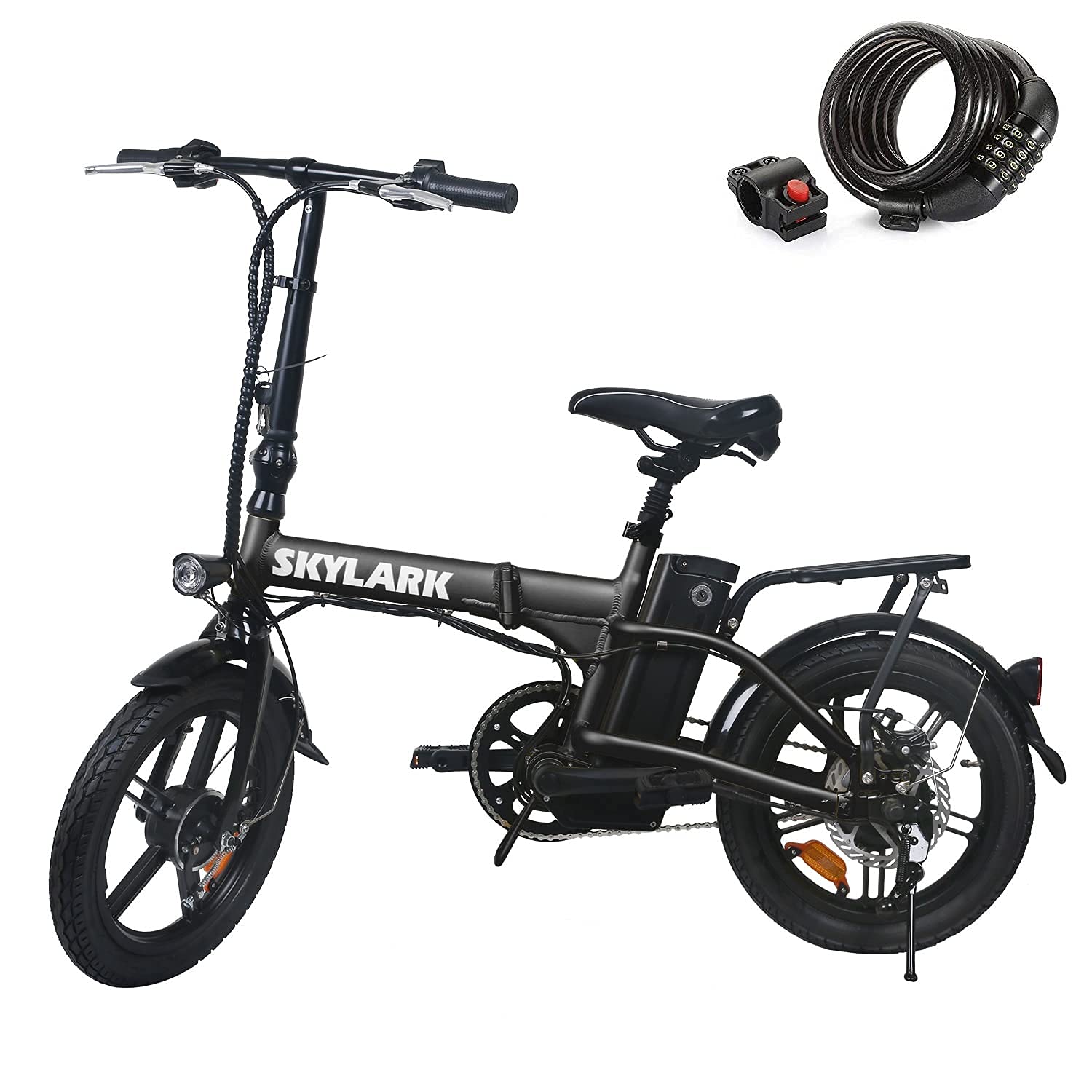 NAKTO 16" Electric Bicycle,Foldable Electric Bikes with Removable 36V10AH Lithium Battery, 350W Motor City EBike for Adults (Black)