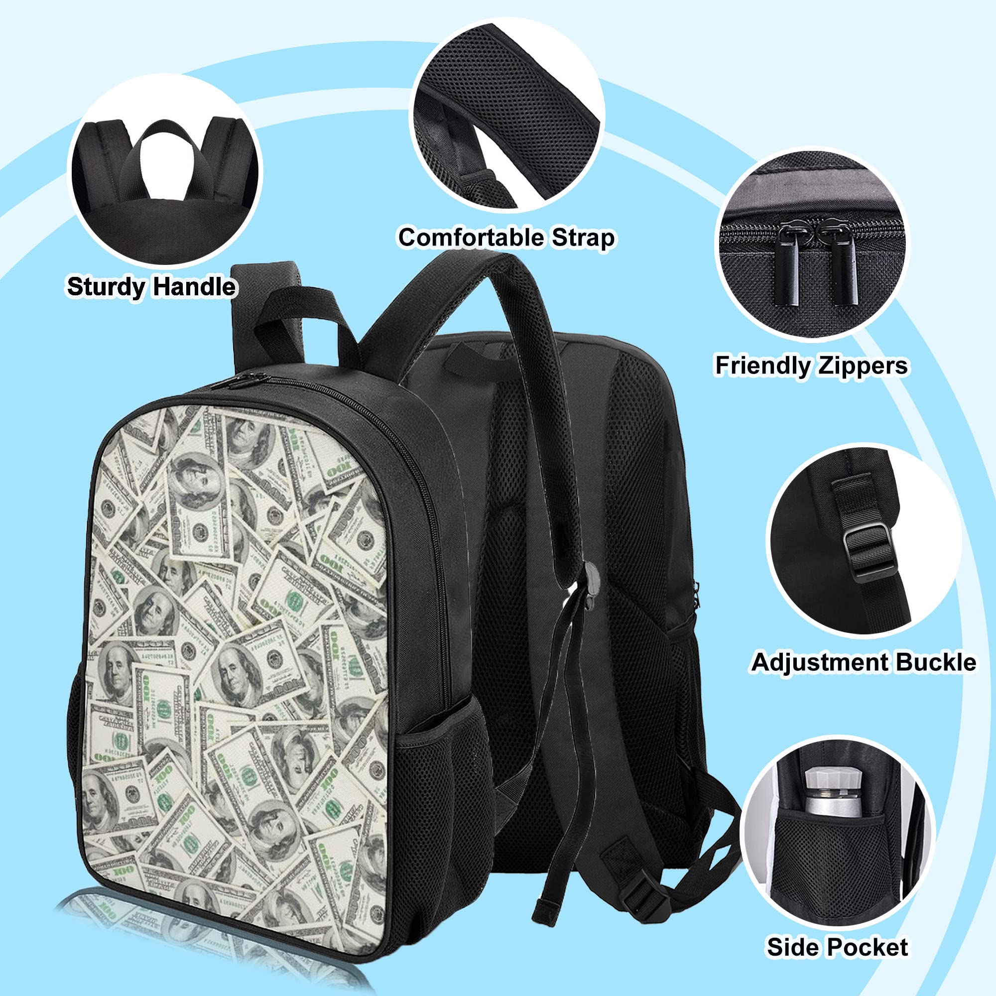 LEOPOM Money Laptop Backpack Lightweight Large School Bookbags - 17 inch