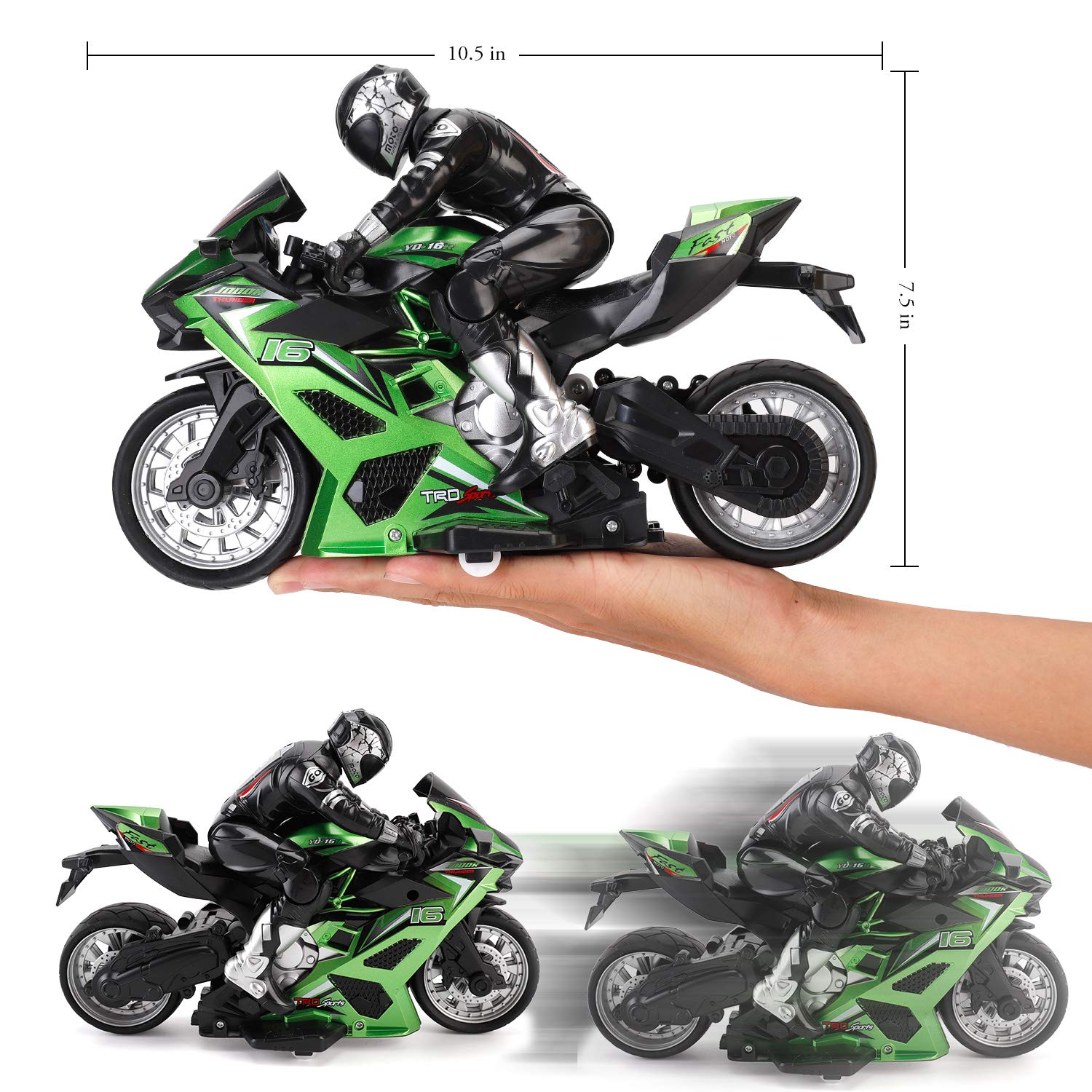 Liberty Imports 2.4G 1/10 High Speed Cross Country RC Remote Control Stunt Motorcycle with Riding Figure