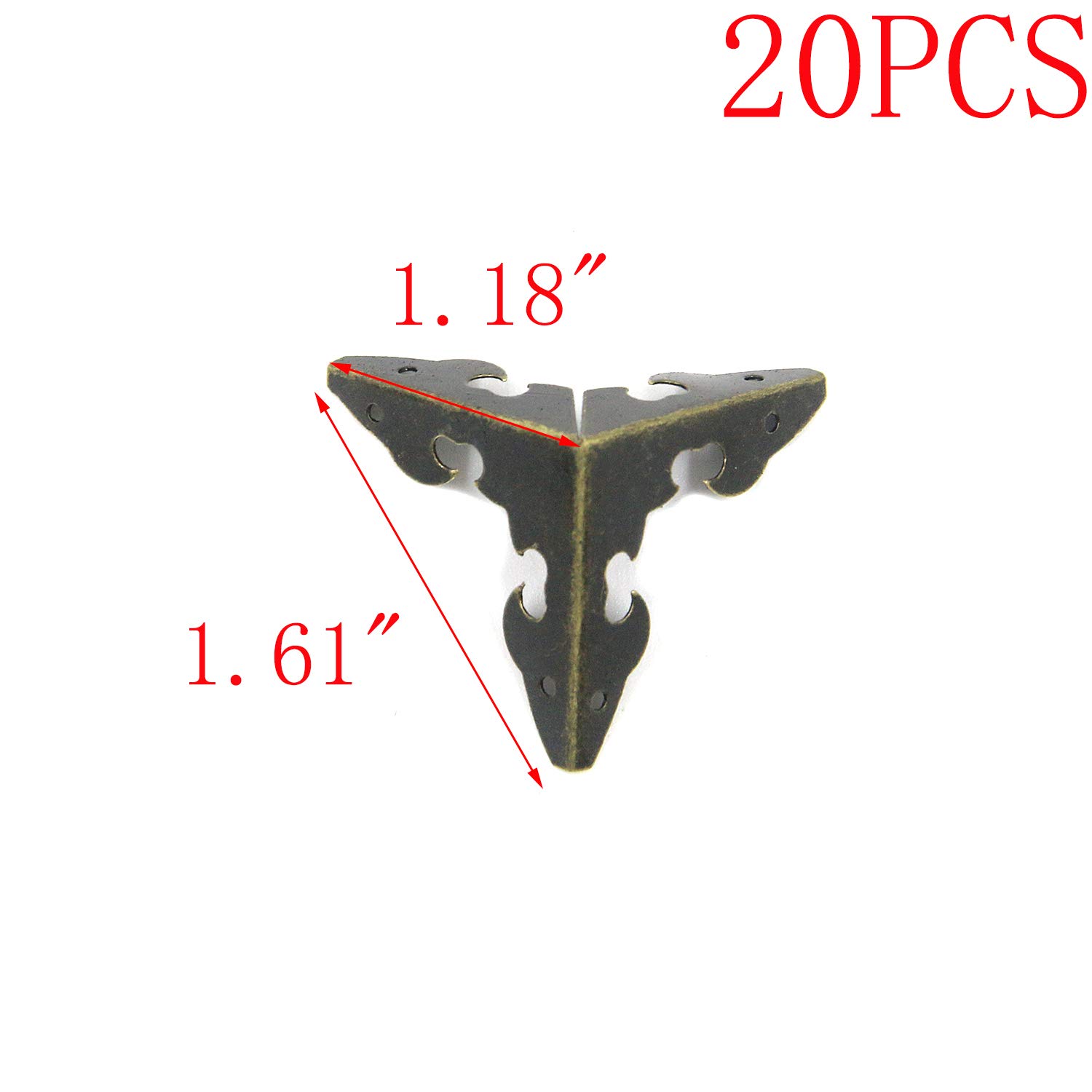 My MIRONEY Box Corner Protectors Triangle Box Edge Safety Guard Antique Bronze Box Bracket Decoration Case Corner with Nails Pack of 20