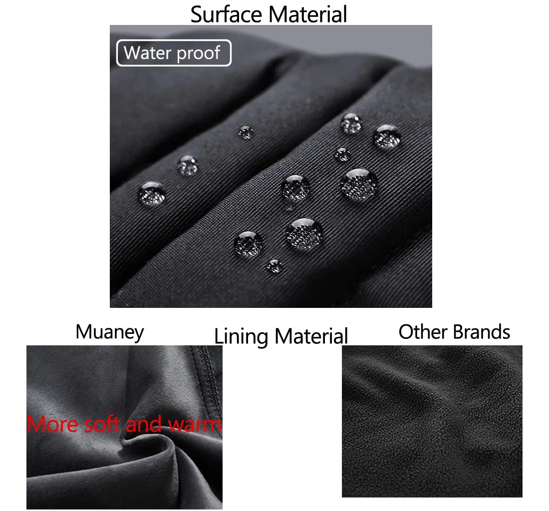 Muaney Mens Ski Snow Waterproof Softshell Snowboard Pants Outdoor Hiking Velour Lined Zipper Bottom Leg(MHP705-Fleece-BlackM)