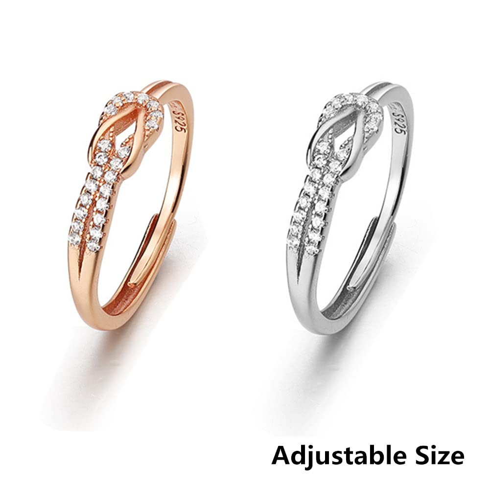 Sisters by Heart Knot Ring 2PCS, Infinity Heart Promise Rings to My Best Friend, Classic Design S925 Ring