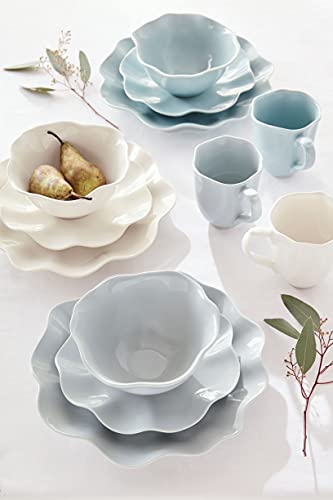 Portmeirion Sophie Conran Floret Stoneware All Purpose Bowls 7 Inch Set of 4 - Dishwasher & Microwave Safe Great Kitchen Home Use for Serving Cereal Soup Salad & More, Robins Egg