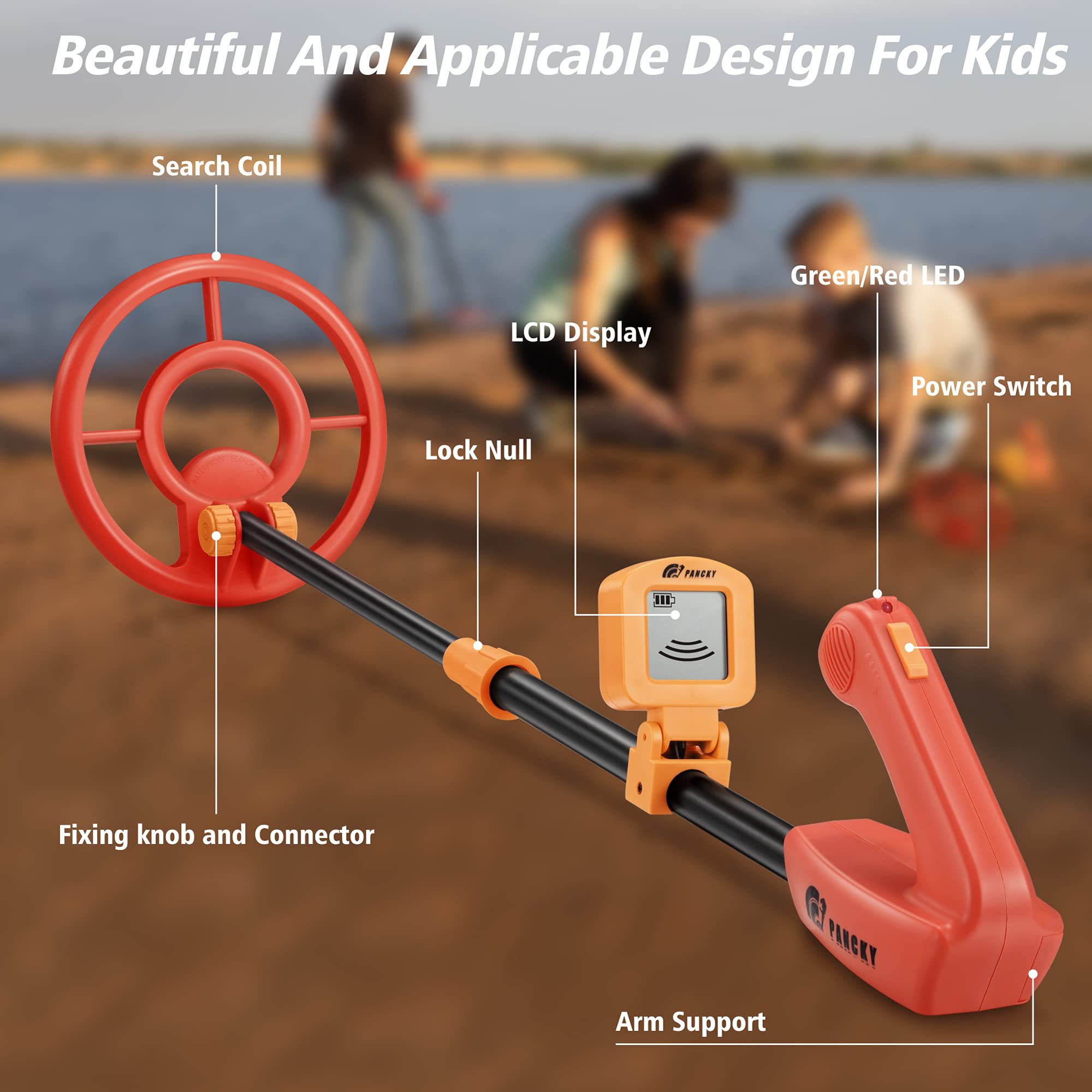 PANCKY Metal Detector for Kids, Junior Metal Detector with LCD Display,Adjustable Stem and Carrying Bag,Lightweight Gold Detectors Advanced DSP Chip 7.5" Waterproof Coil - PK1003