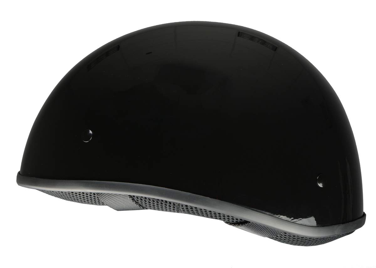 Milwaukee Helmets Bare Bones Glossy Black Half Motorcycle Helmet for Men and Women DOT Approved MPH9711DOT - Large