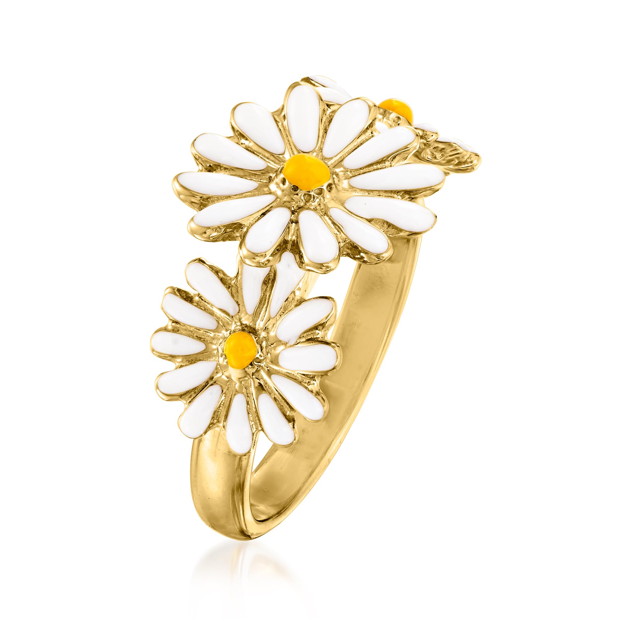 Ross-Simons Italian Enamel Daisy Ring in 18kt Gold Over Sterling. Size 8