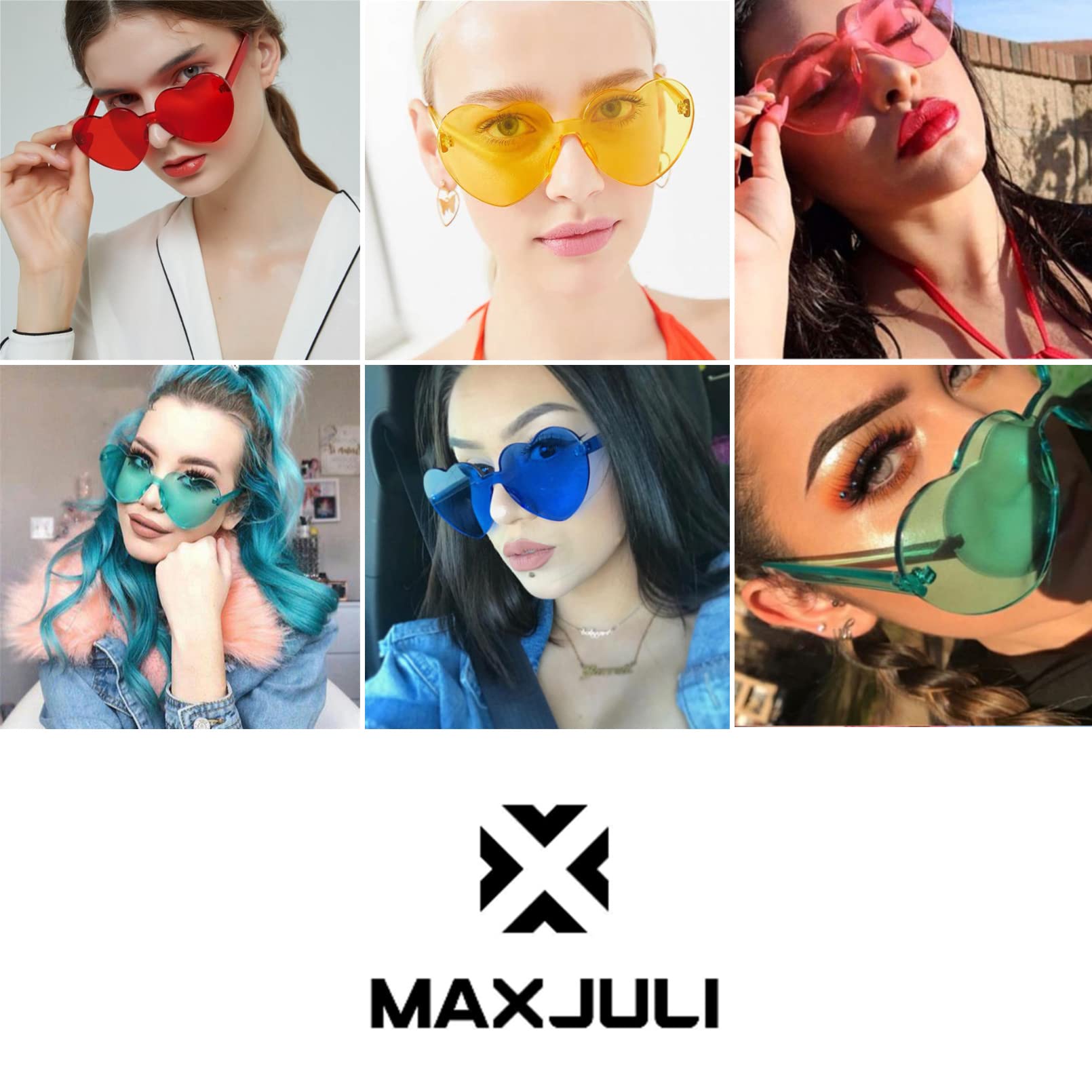 MAXJULI Heart Sunglasses for Women Baby Girl,Hot Party Neon Shades UV Protection (Translucent Blue)
