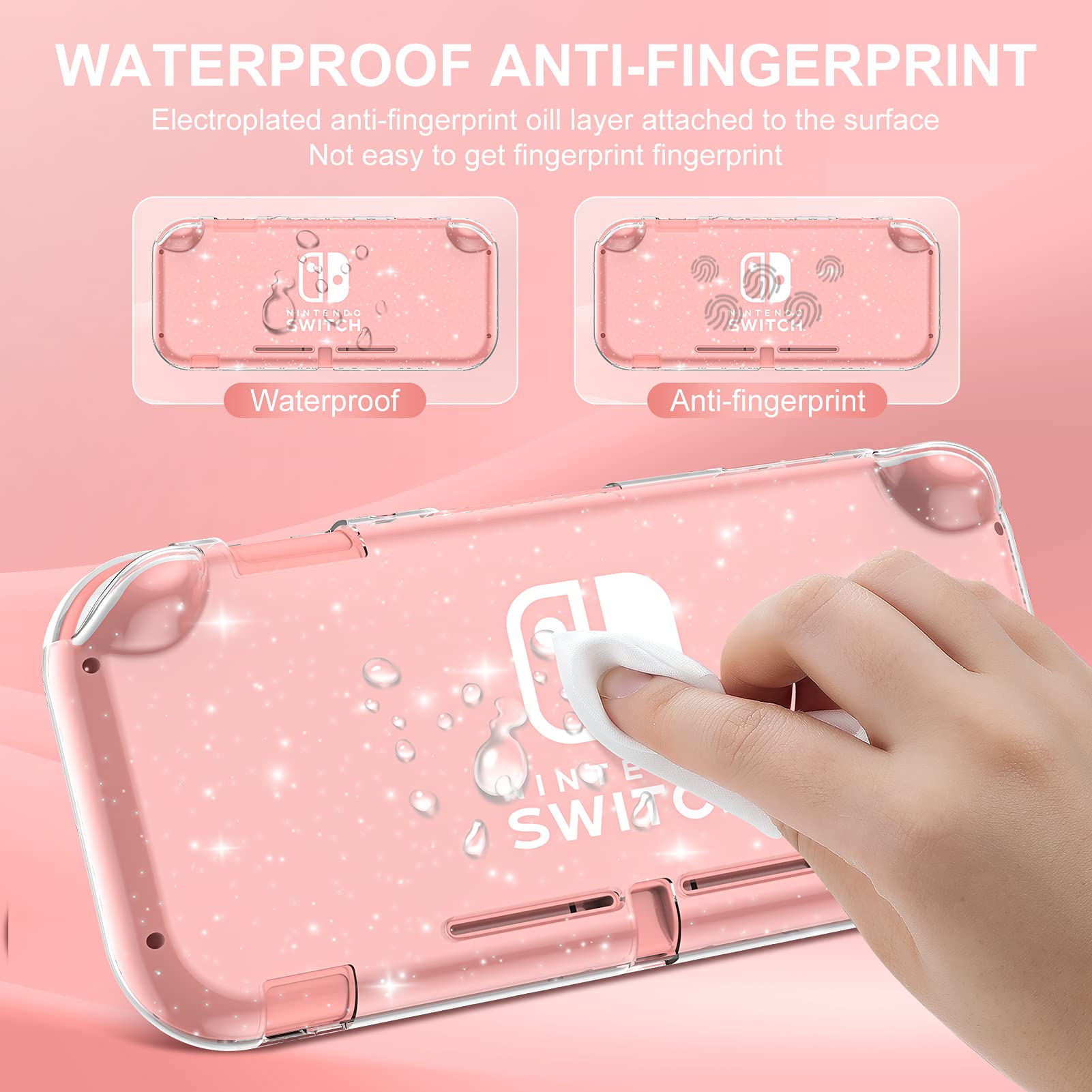 Moxiaomo Protective Case Compatible with Nintendo Switch Lite,Glitter Bling Hard PC Clear Split Cover with Shock-Absorption and Anti-Scratch Design Protective Case-for Nintendo Switch Lite 2019/2020