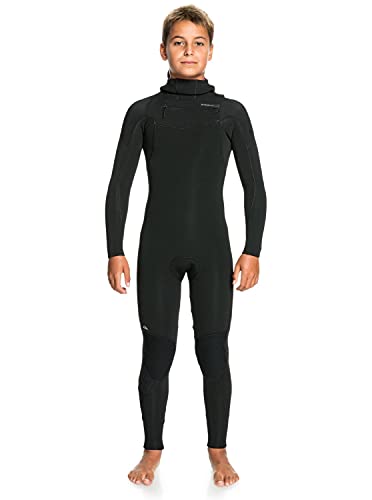 Quiksilver Boys 4/3 Sessions Chest Zip Hooded Wetsuit - Black | 8