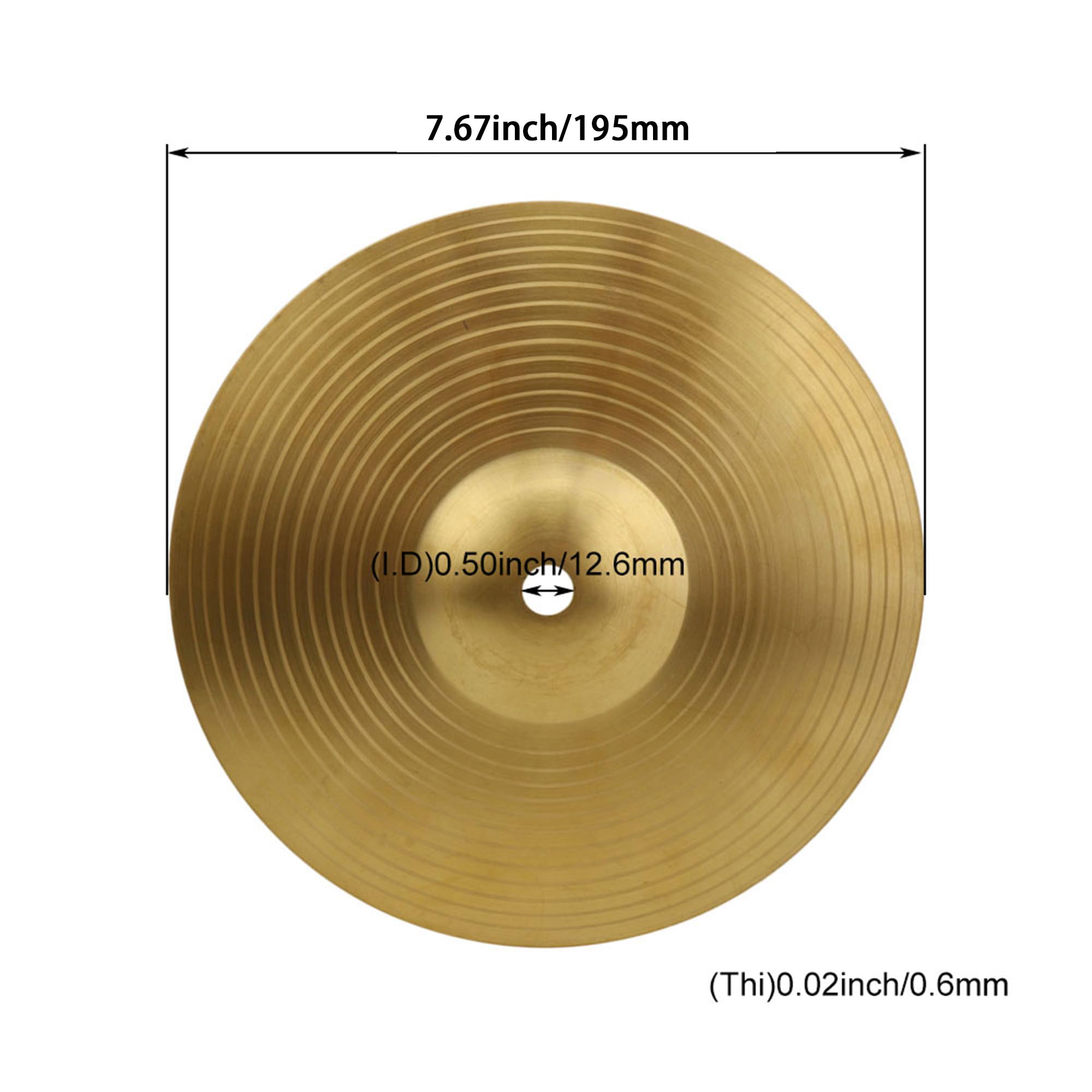 Lovermusic Golden Diameter 8 Inch Drum Cymbal Brass Alloy Crash Percussion Accessories for Drum Kit Suitable for Novices (Small)