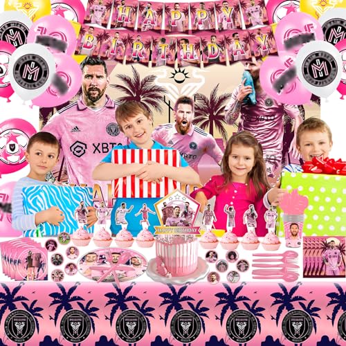 ๐๐ฎ๐ผ๐ผ๐ฒ Birthday Party Decorations 136pcs Pink Miami Birthday Supplies,Include Happy Birthday Banner,Balloons,Cake Topper,Cupcake Topper Backdrop,Tablecloth Etc Meet all your needs