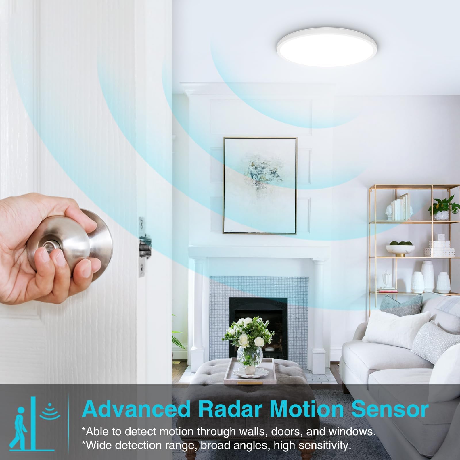 libtit LED Motion Sensor Light Indoor,15W 1500LM 5000K Wired ππππΌ π’π»/π’π³π³ Ceiling Light Flush Mount, 7 Inch Sensitive Motion Activated Light Fixtures for Closet Stair Porch Pantry -2Pack