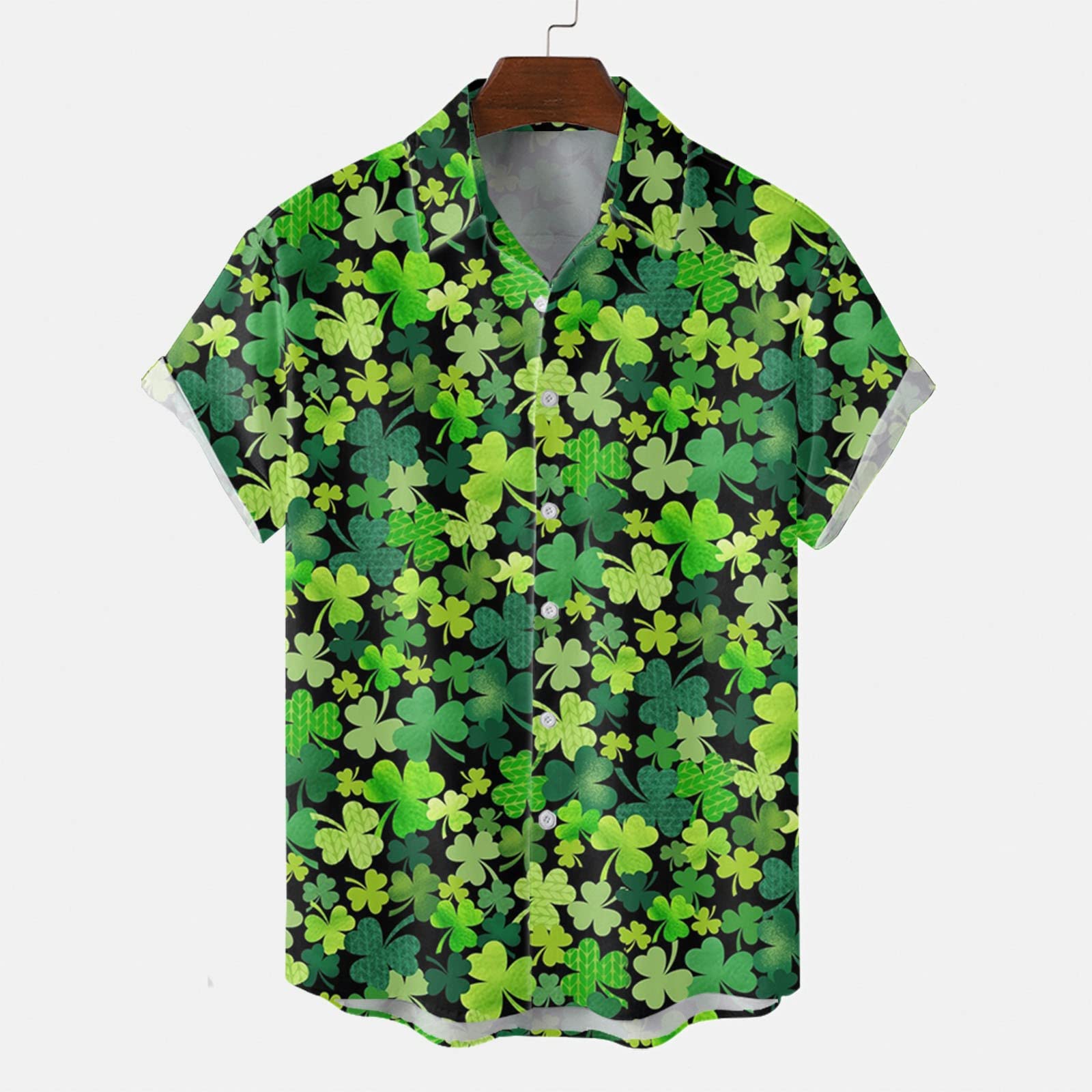 St. Patrick's Day Hawaiian Shirt for Men Irish Printed Casual Short Sleeve Button Down Beach Shirts Tops