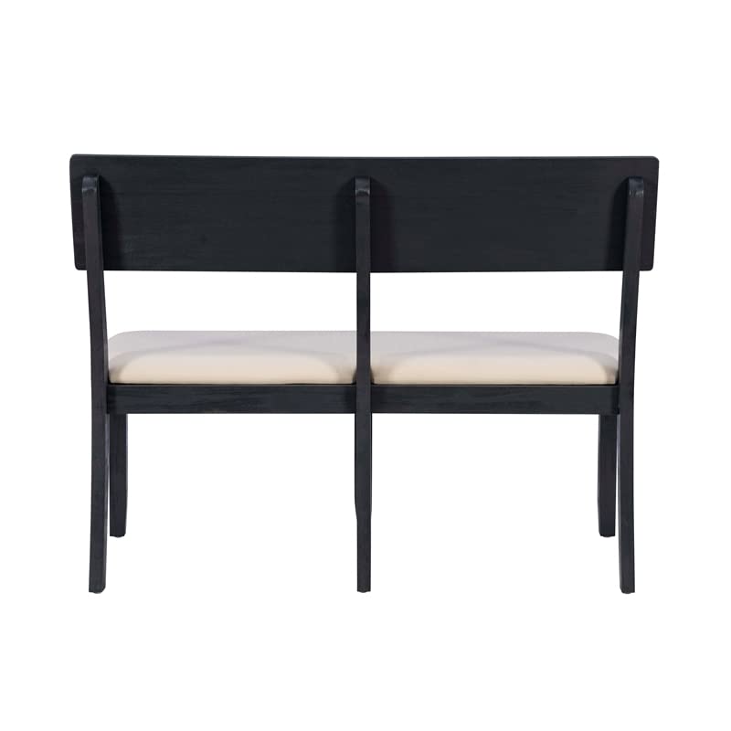 Linon Jordan Wood Dining Bench in Dark Charcoal Gray