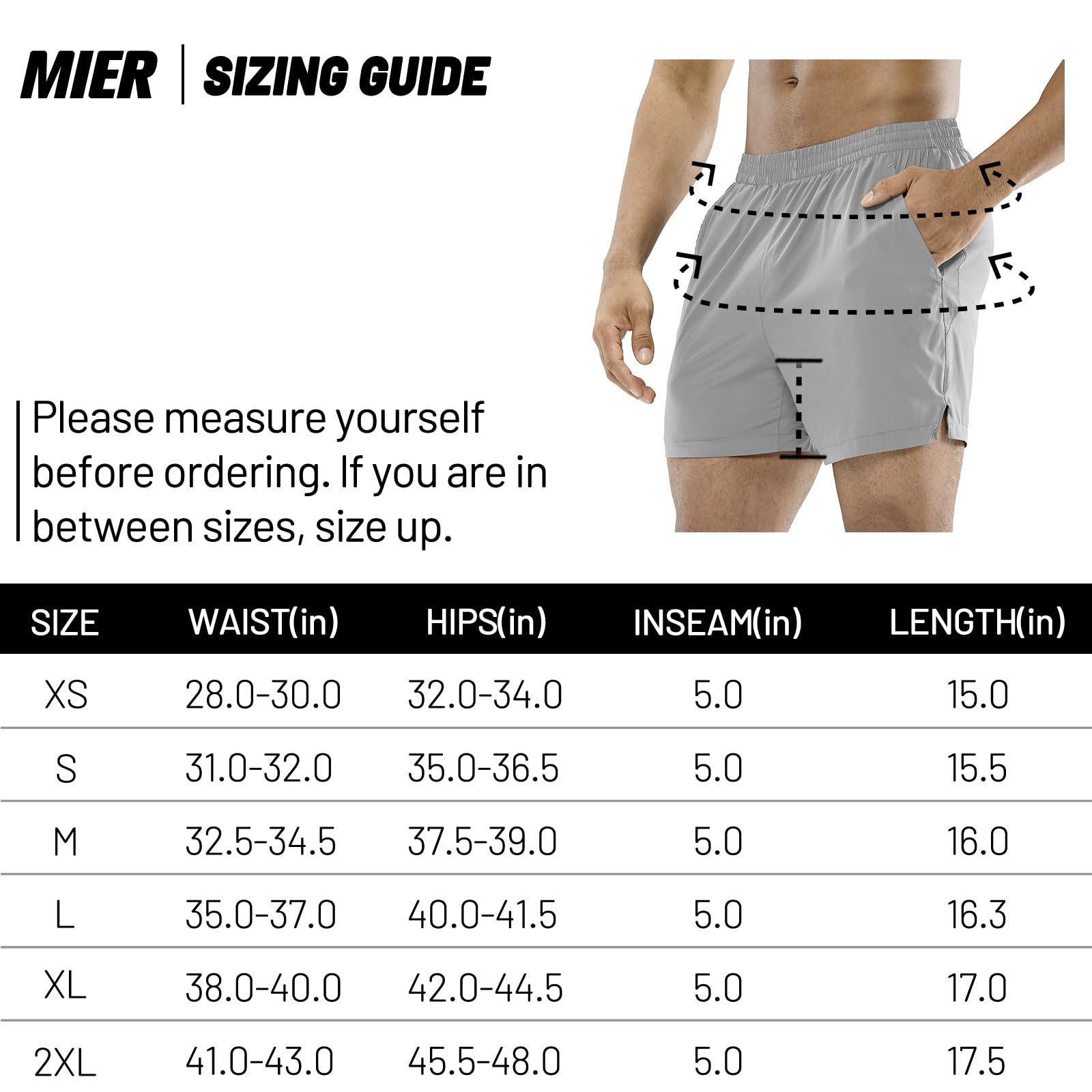 MIER Men's Workout Running Shorts Quick Dry Active 5 Inches Shorts with Pockets, Lightweight and Breathable, Light Grey, L